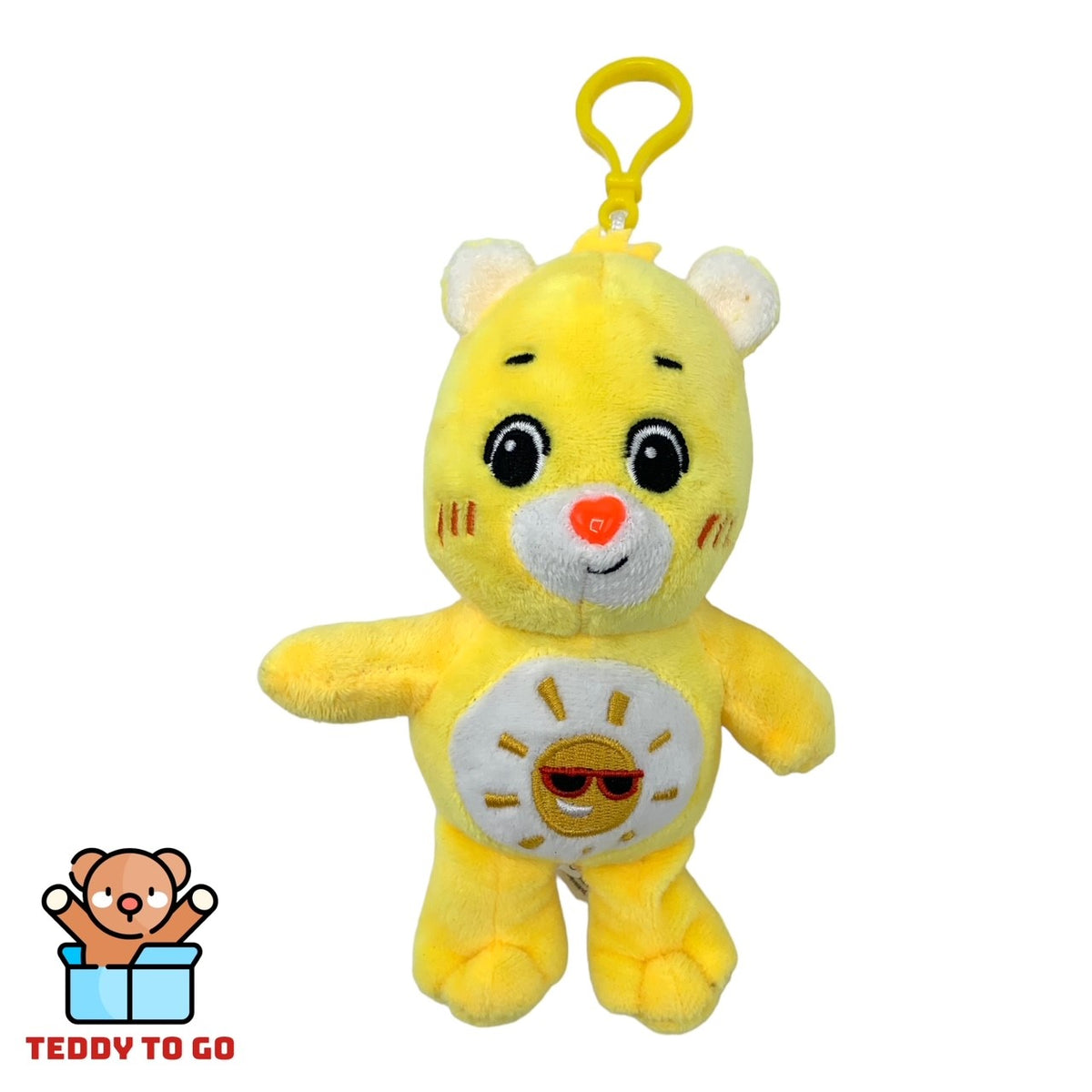 Care Bears gele Troetelbeer bagclip knuffel 18 cm – Teddy to Go